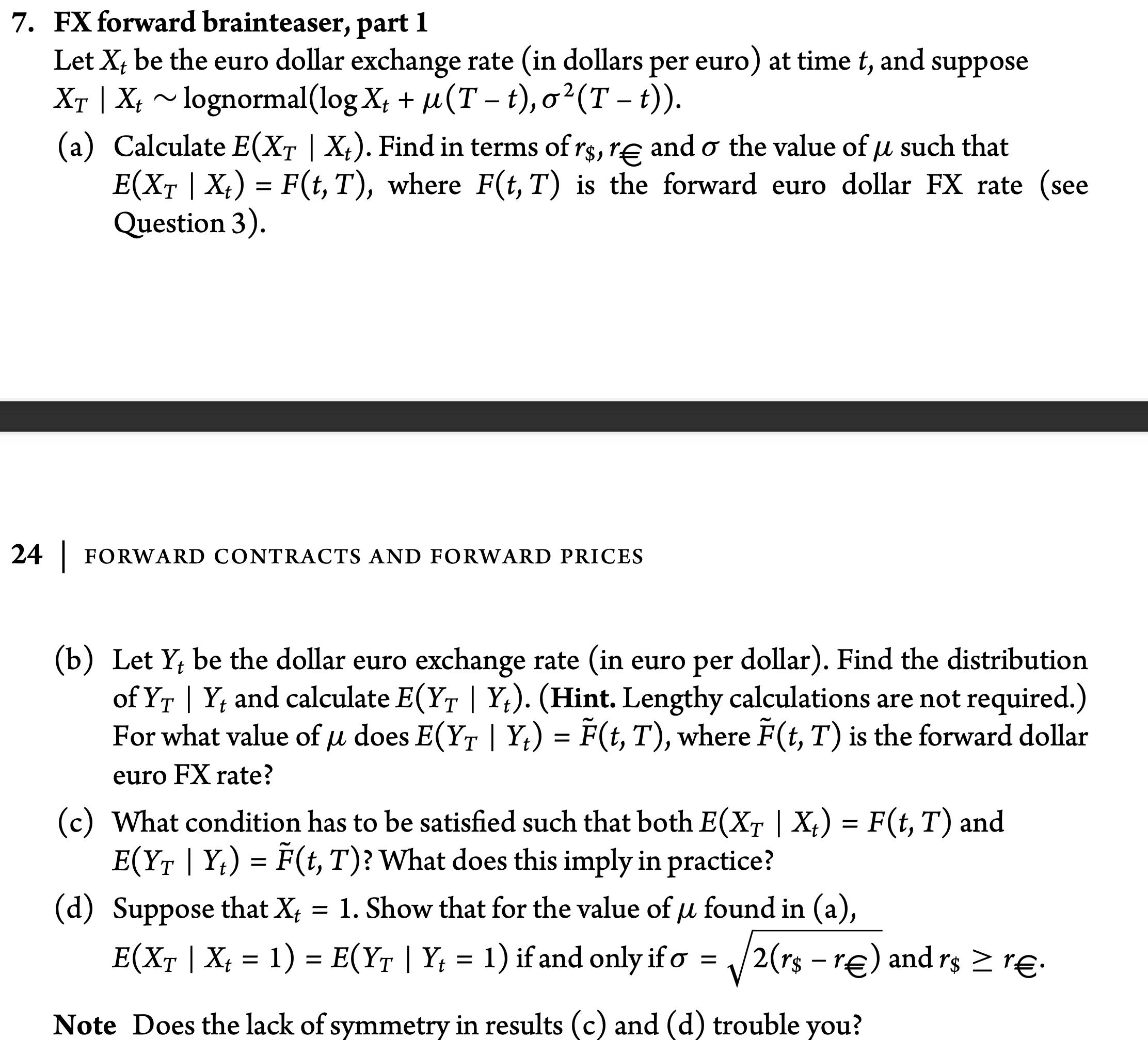 Solved FX forward brainteaser, part 1Let xt ﻿be the euro | Chegg.com