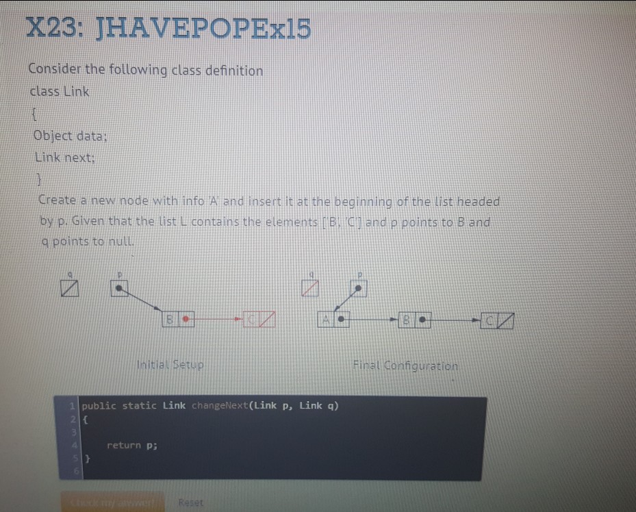 Solved Consider The Following Class Definition Class Link