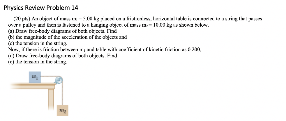 Solved Physics Review Problem 14 (20 pts) An object of mass | Chegg.com