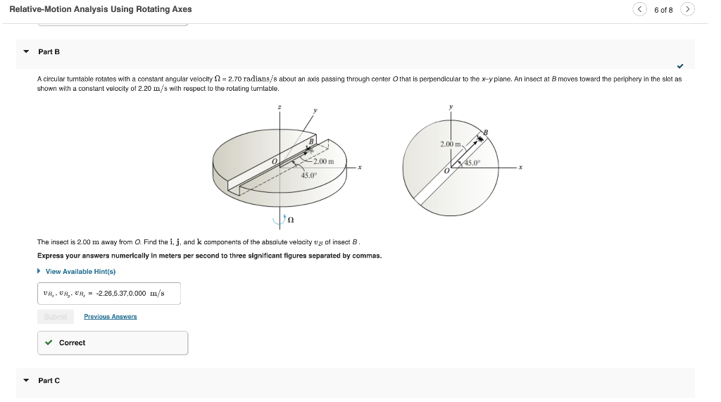Solved Relative Motion Analysis Using Rotating Axes 6 Of 8