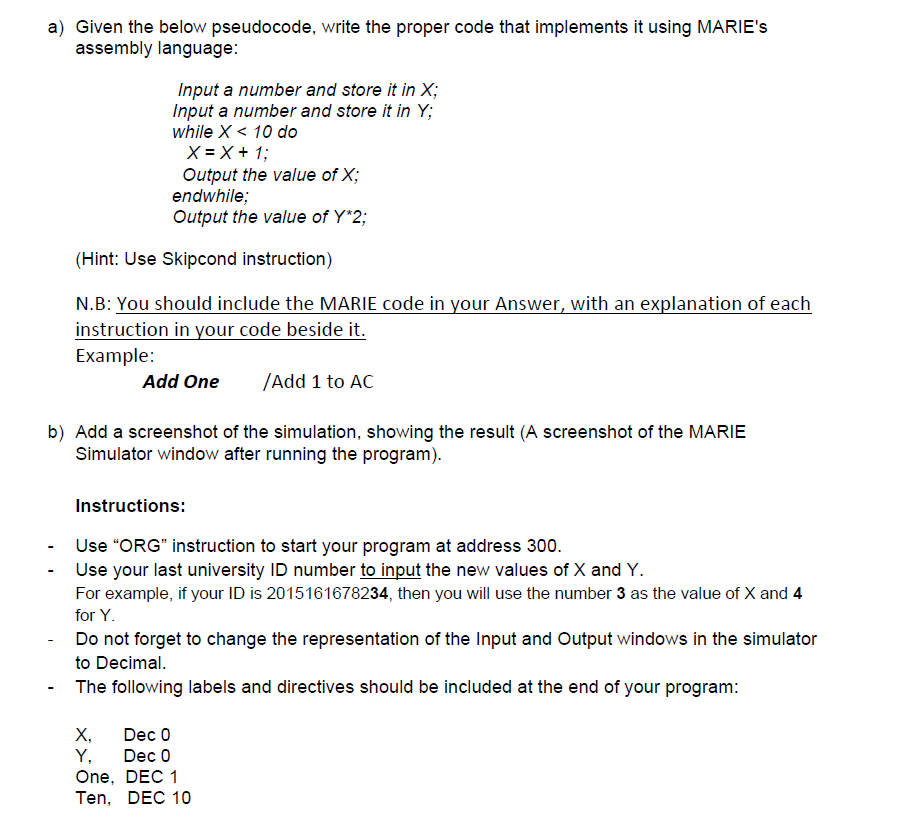 Solved A Given The Below Pseudocode Write The Proper Code 