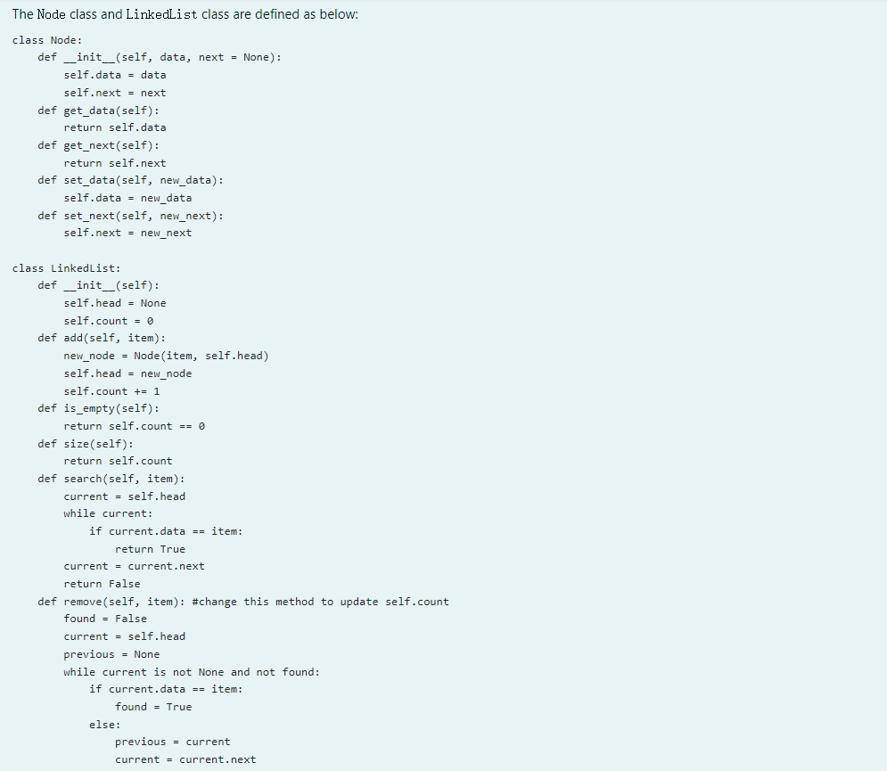 Solved The Node Class And Linkedlist Class Are Defined As 6950