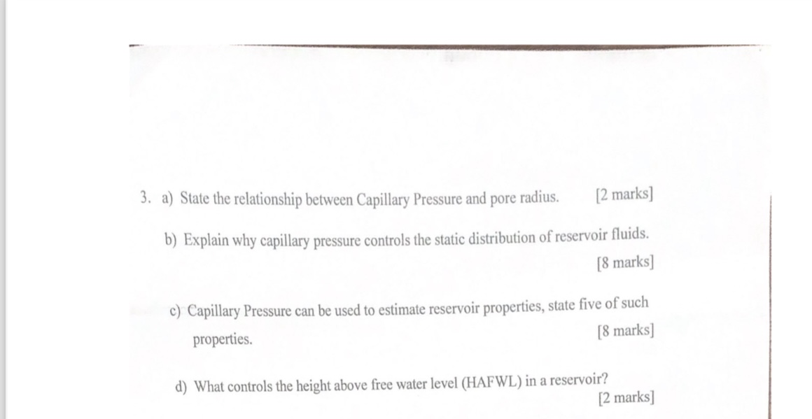 Solved a) ﻿State the relationship between Capillary Pressure | Chegg.com