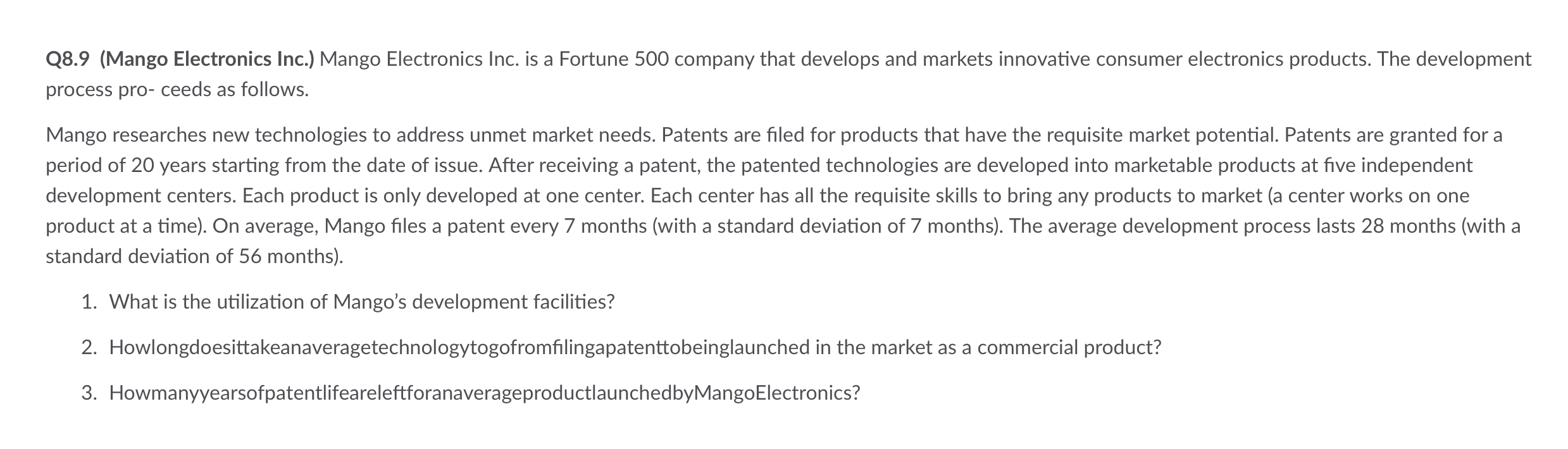 Solved Q8.9 (Mango Electronics Inc.) Mango Electronics Inc. | Chegg.com