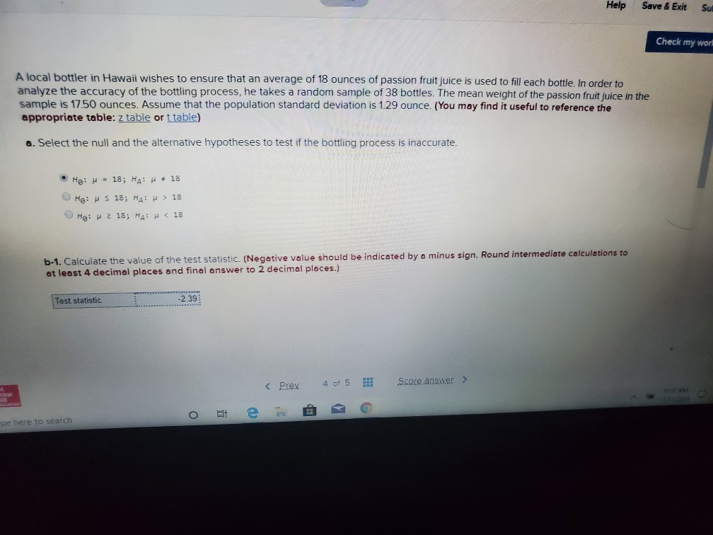 Solved Help Save& Exit Su Check my wor A local bottler in | Chegg.com