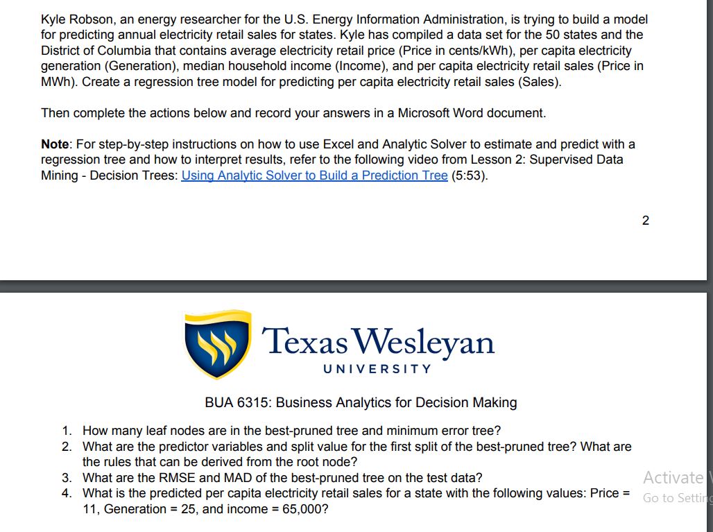 Solved Kyle Robson, an energy researcher for the U.S. Energy | Chegg.com