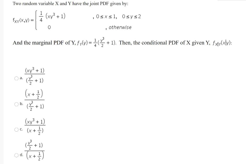 Solved If the joint PMF of two random variable X and Y is | Chegg.com | Chegg.com