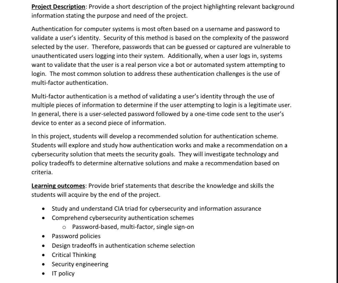 Solved Project Description: Provide a short description of | Chegg.com