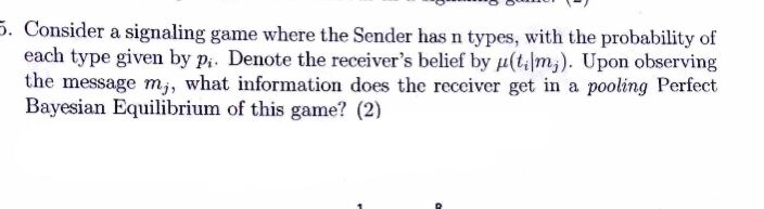 Solved Consider a signaling game where the Sender has n | Chegg.com