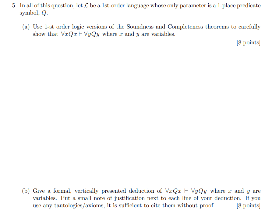 Solved In all of this question, let L be a 1st-order | Chegg.com