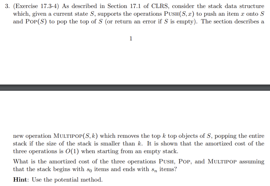 Solved 3. (Exercise 17.3-4) As described in Section 17.1 of | Chegg.com