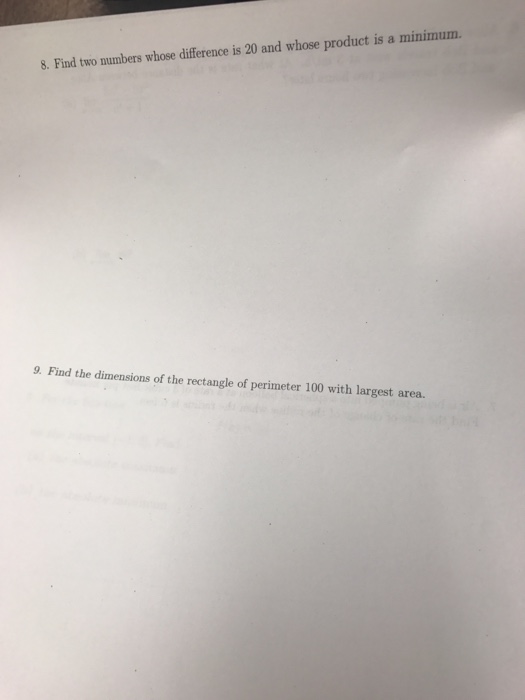Solved Find two numbers whose difference is 20 and whose | Chegg.com