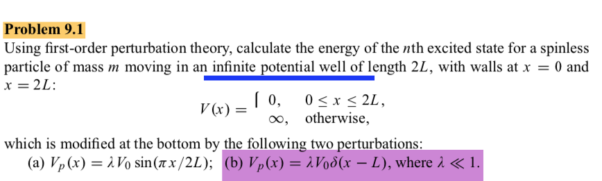 Solved Problem 9.1 Using first-order perturbation theory, | Chegg.com