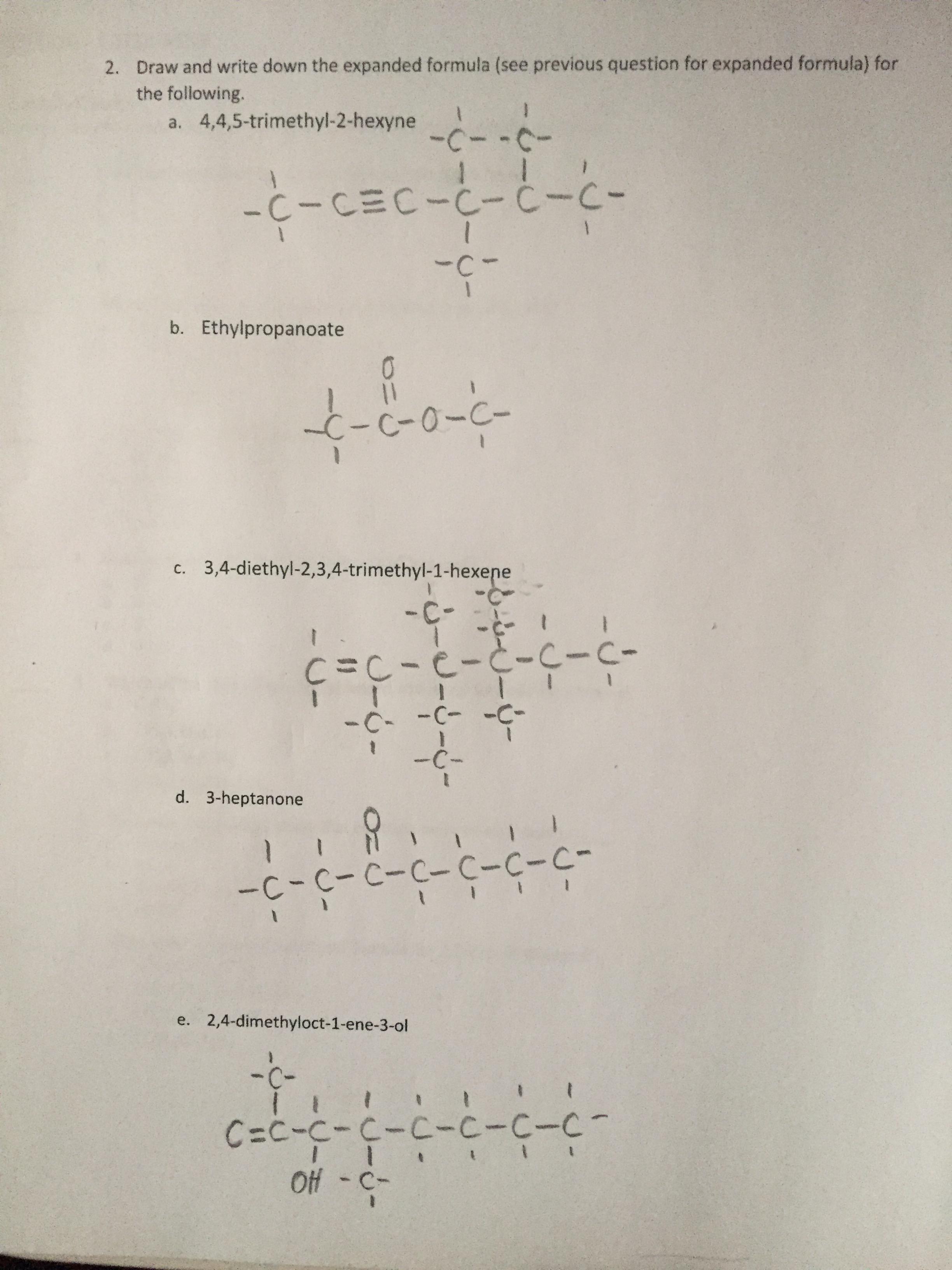 Solved 2. Draw and write down the expanded formula (see | Chegg.com