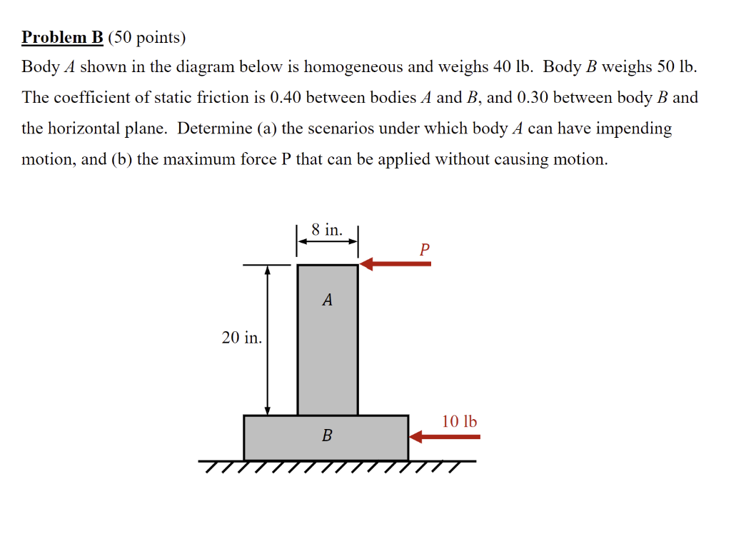 Solved Problem B (50 points) Body A shown in the diagram | Chegg.com