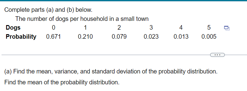 Solved Complete parts (a) and (b) below. The number of dogs | Chegg.com Solved Complete parts (a) and (b) below. The number of dogs | Chegg.com