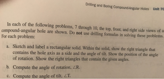 Solved Drilling and Boring Compound-Angular Holes Unit 70 In | Chegg.com