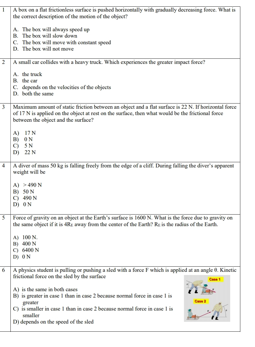 Solved A box on a flat frictionless surface is pushed | Chegg.com