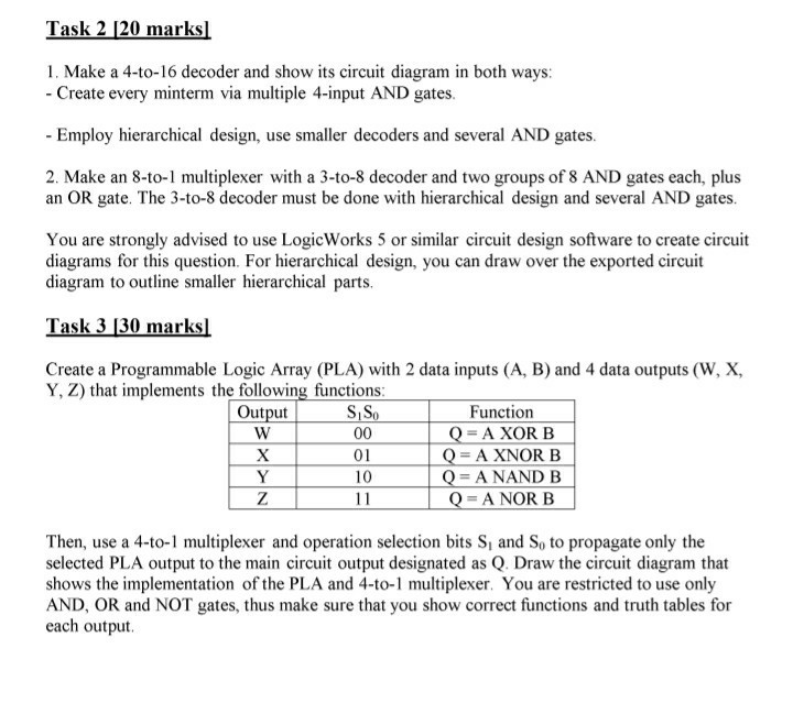 Solved Task 2 20 marks 1. Make a 4-to-16 decoder and show | Chegg.com