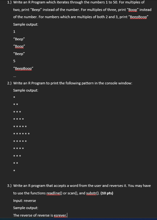 Solved 1.) Write an R Program which iterates through the | Chegg.com