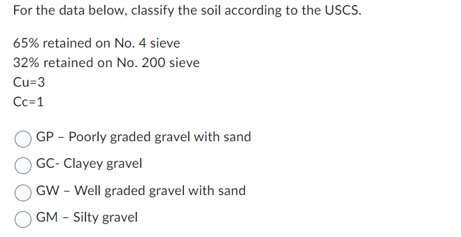 Solved For the data below, classify the soil according to | Chegg.com