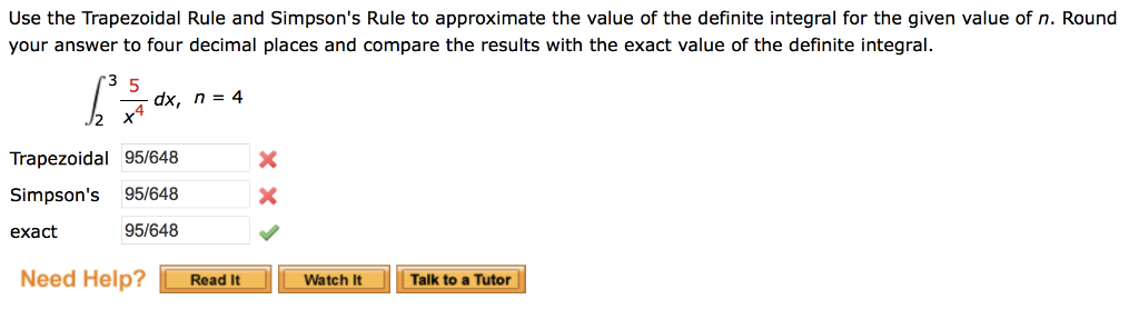 Solved Use the Trapezoidal Rule and Simpson's Rule to | Chegg.com