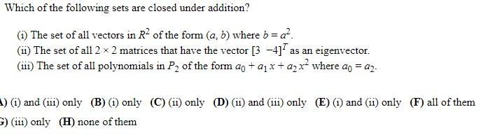 Solved Which of the following sets are closed under | Chegg.com