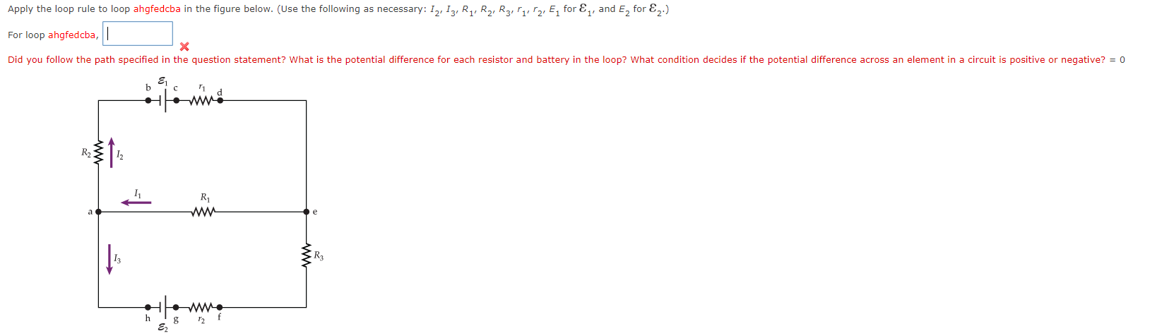 Solved Apply the loop rule to loop ahgfedcba in the figure | Chegg.com