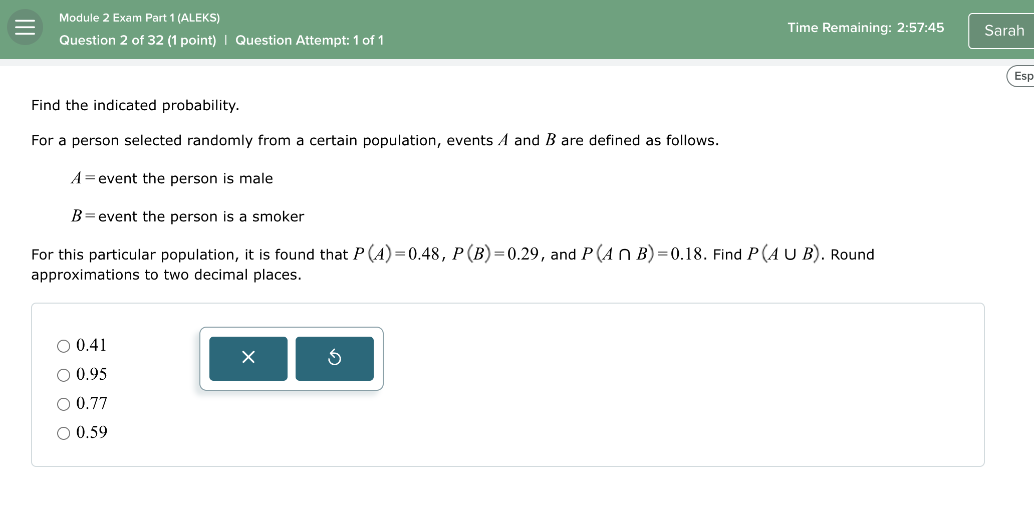 Solved Find the indicated probability.For a person selected | Chegg.com