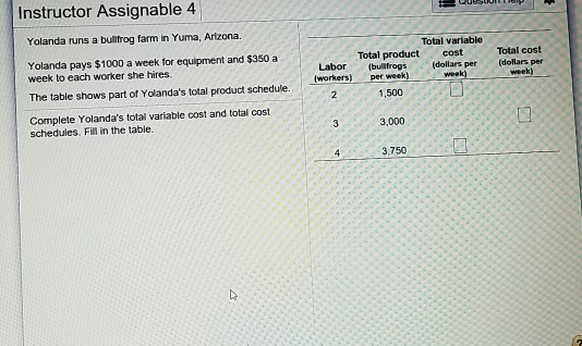 Solved Instructor Assignable 4 Yolanda runs a bullfrog farm | Chegg.com