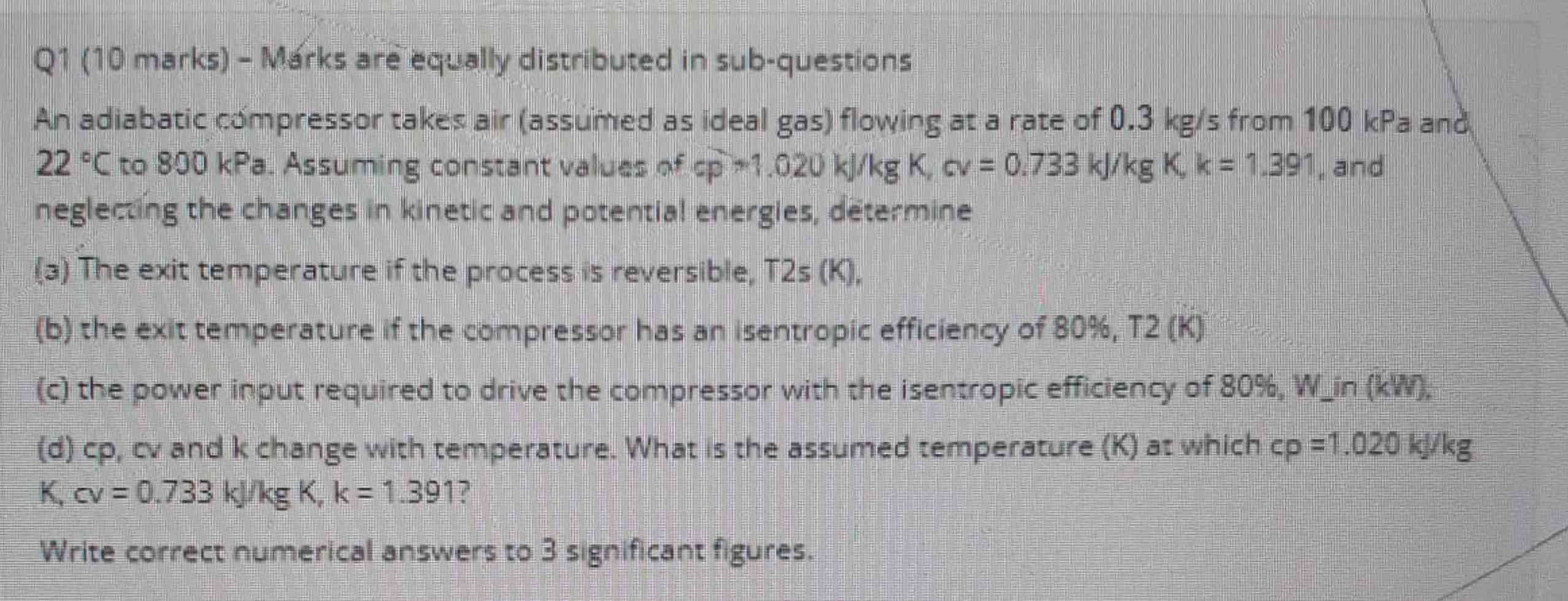 Solved Q1 (10 ﻿marks) - ﻿Márks are equally distributed in | Chegg.com