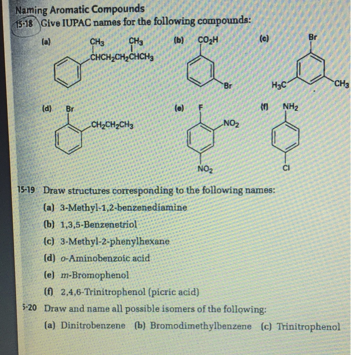 Solved Naming Aromatic Compounds Give IUPAC names for the | Chegg.com