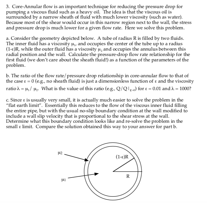 3. Core-Annular flow is an important technique for | Chegg.com