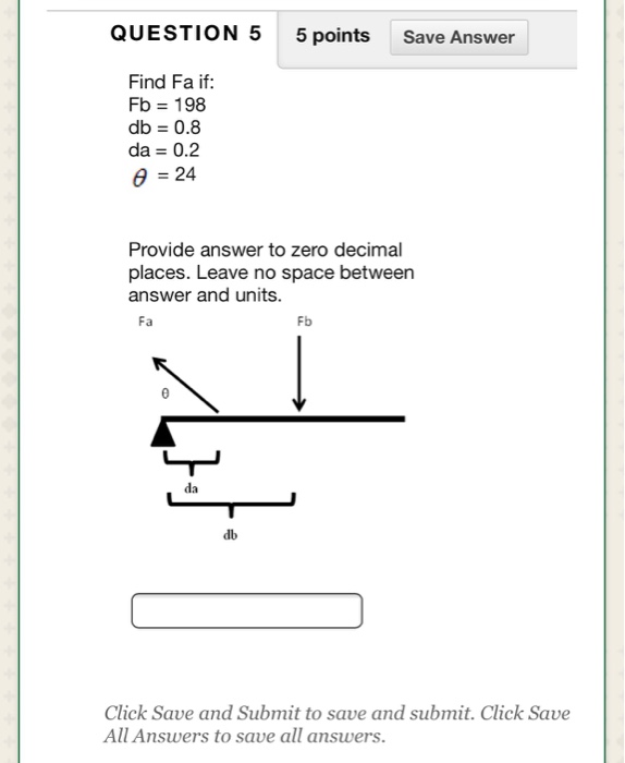 Solved QUESTION 5 5 points Save Answer Find Fa if: Fb 198 db | Chegg.com