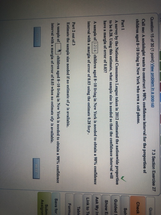 Solved 7.3 Section Exercise 27 Question 15 of 30 (1 point) | Chegg.com
