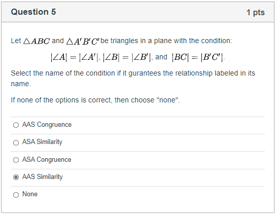 Solved Question 5 1 pts Let A ABC and AA'B'C' be triangles | Chegg.com Solved Question 5 1 pts Let A ABC and AA'B'C' be triangles | Chegg.com