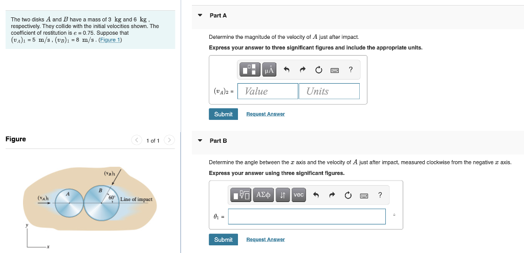 Solved The two disks A and B have a mass of 3 kg and 6 kg, | Chegg.com