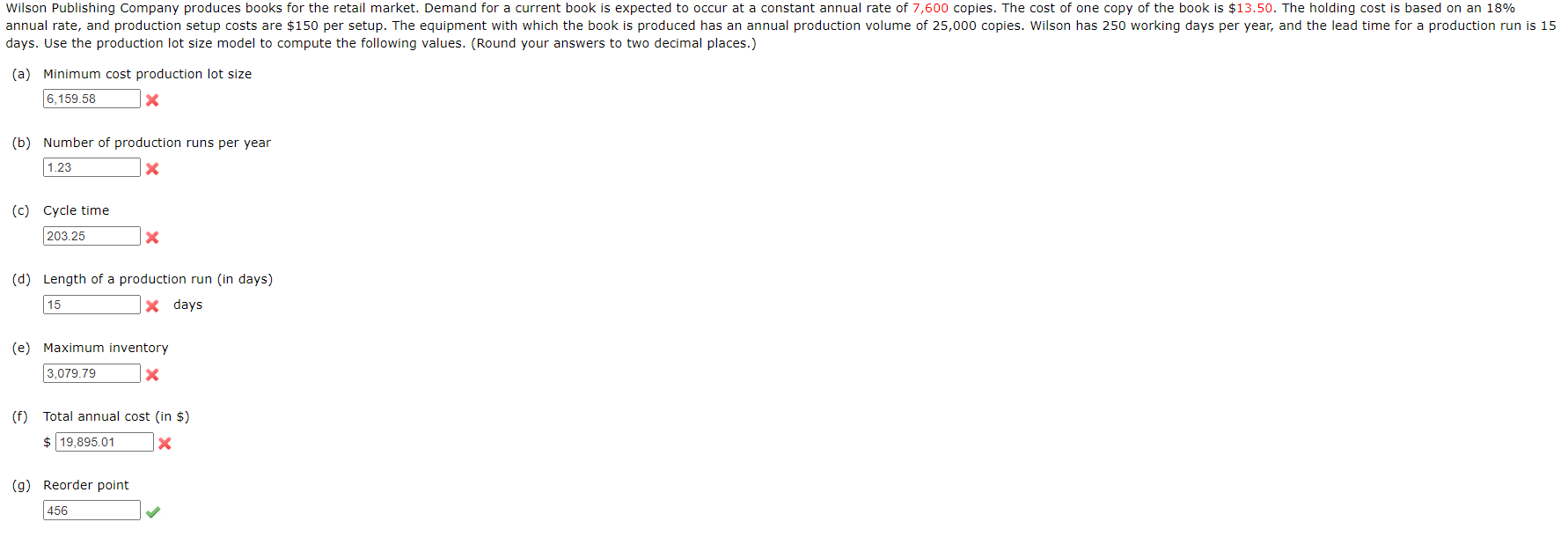 Solved Days Use The Production Lot Size Model To Compute