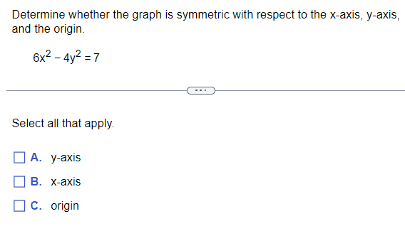 Solved Determine whether the graph is symmetric with respect | Chegg.com