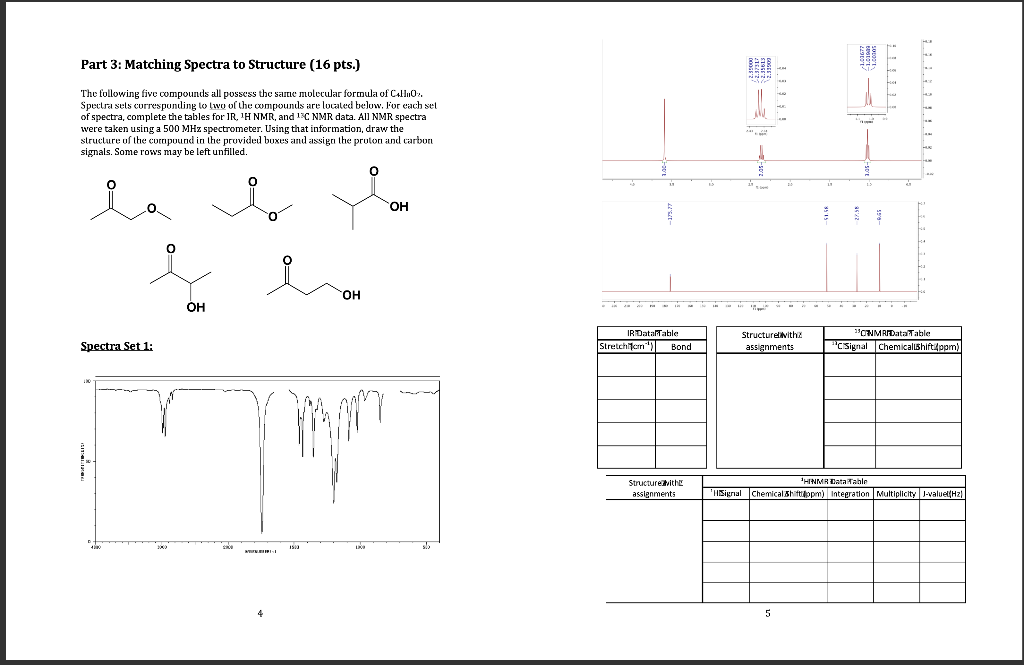 Solved Part 3: Matching Spectra to Structure (16 pts.) The | Chegg.com