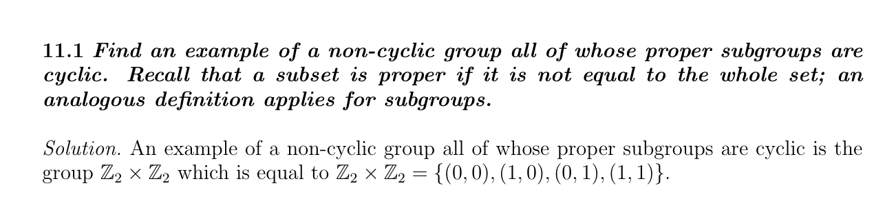 Solved 11.1 Find an example of a non-cyclic group all of | Chegg.com