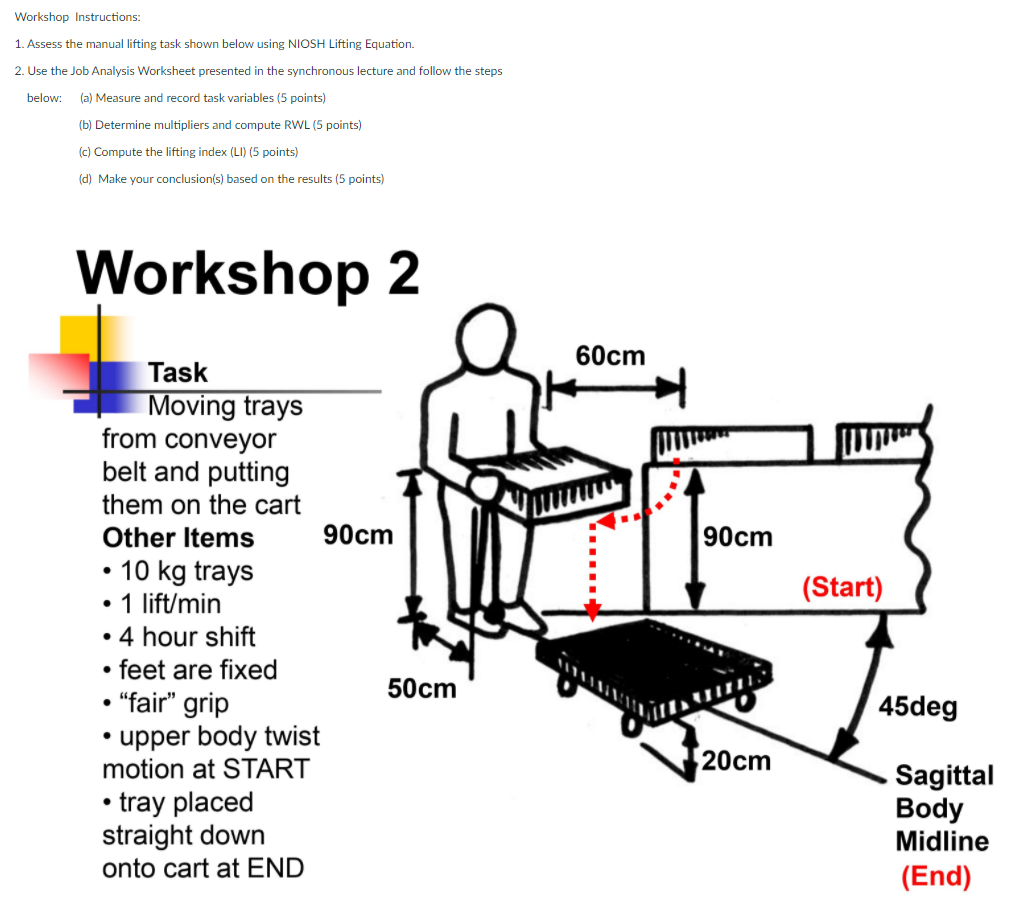 Workshop Instructions: 1. Assess the manual lifting | Chegg.com