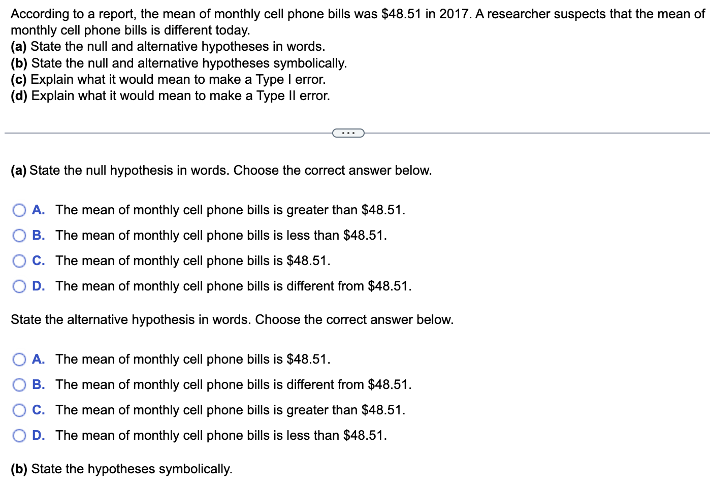 Solved According to a report, the mean of monthly cell phone | Chegg.com