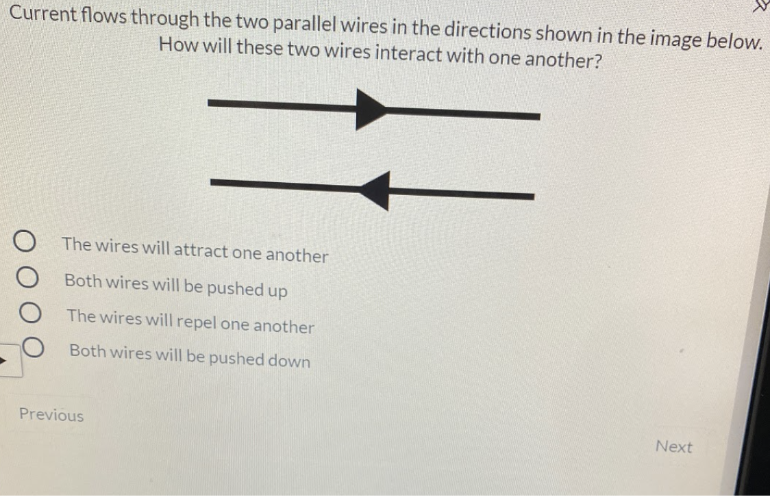 Solved Current flows through the two parallel wires in the | Chegg.com