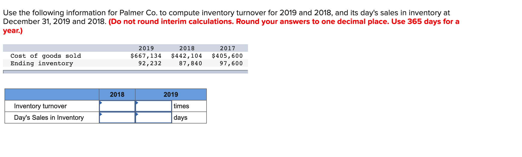 Solved Use the following information for Palmer Co. to | Chegg.com