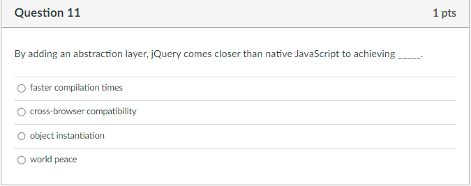 Solved By adding an abstraction layer, jQuery comes closer | Chegg.com