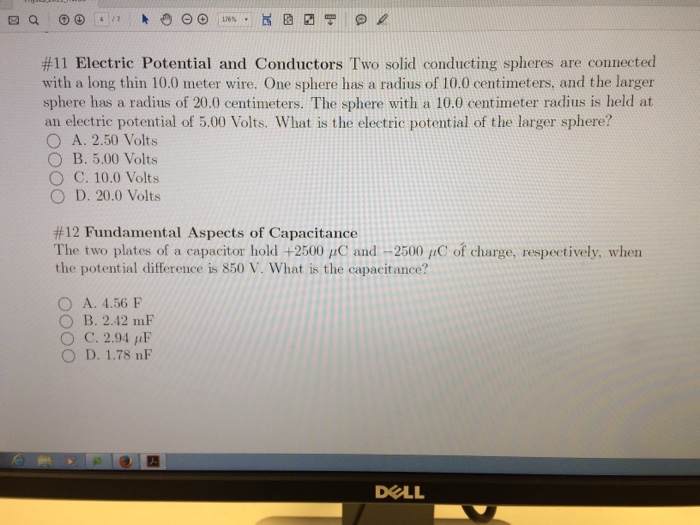 Solved Electric Potential and Conductors Two solid | Chegg.com
