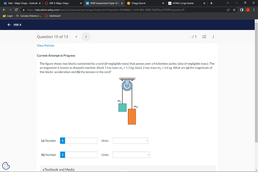 Solved The figure shows two blocks connected by a cord (of | Chegg.com
