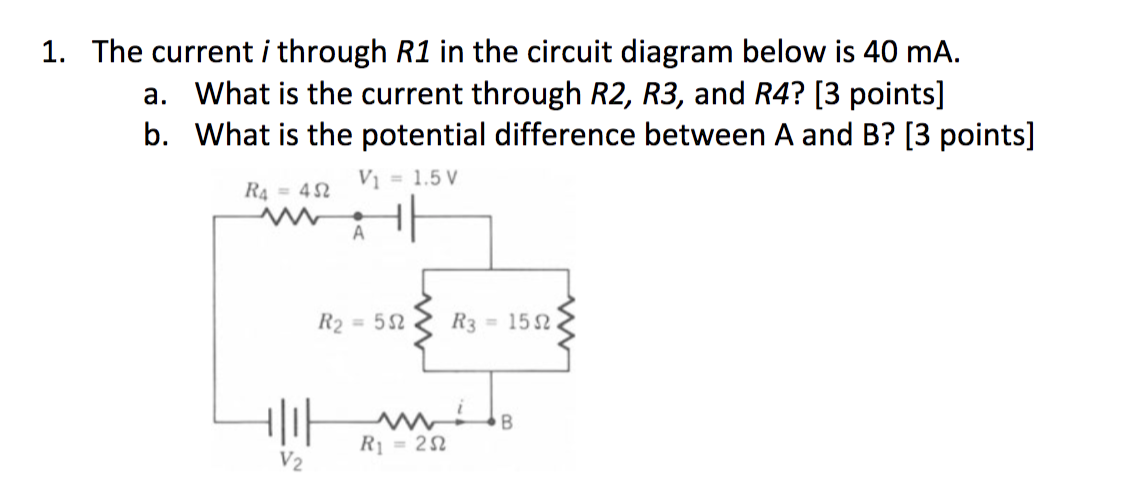 Solved 1. The current i through R1 in the circuit diagram | Chegg.com
