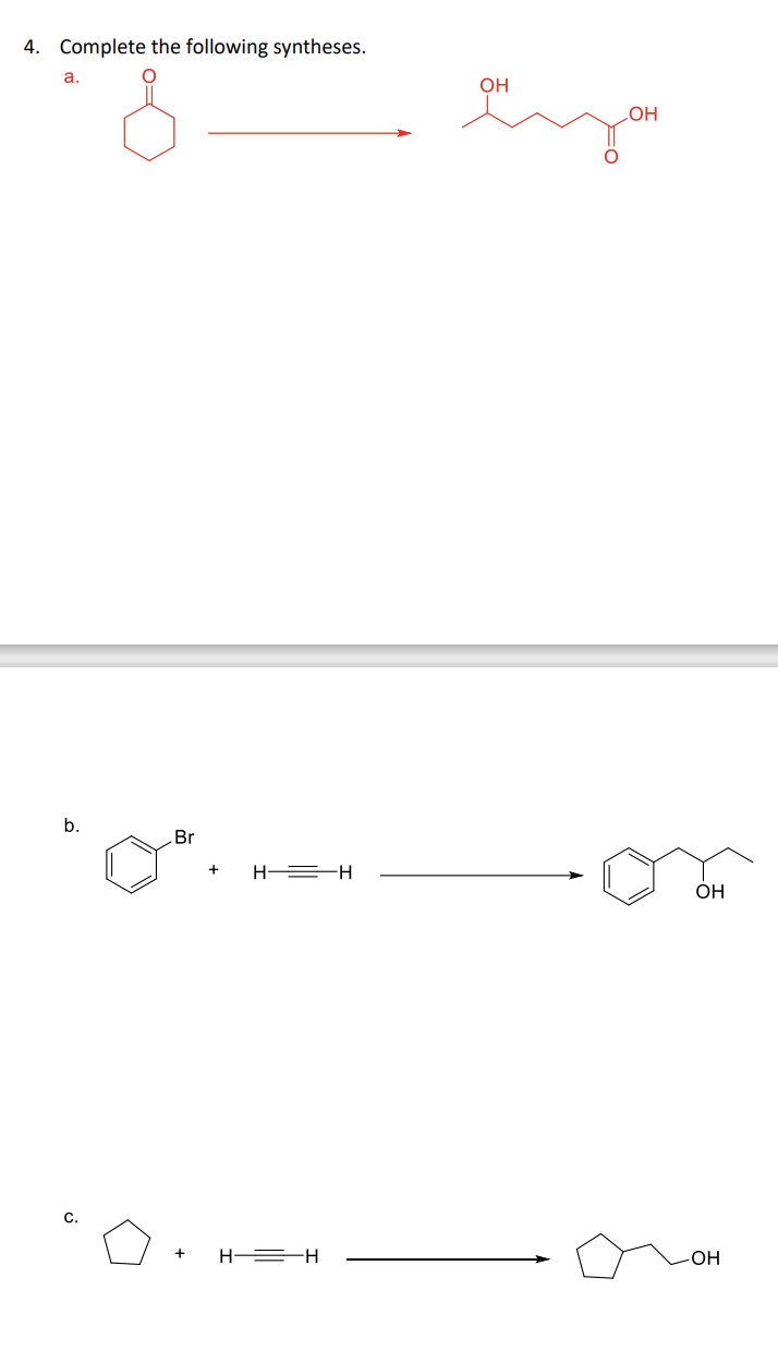 Solved Complete the following syntheses. (Preferably an | Chegg.com